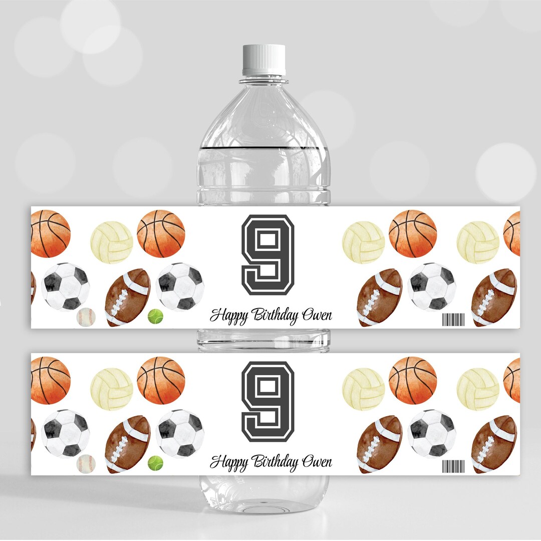 Water Bottle Labels Editable Sports Birthday Party Wrapper Template All ...