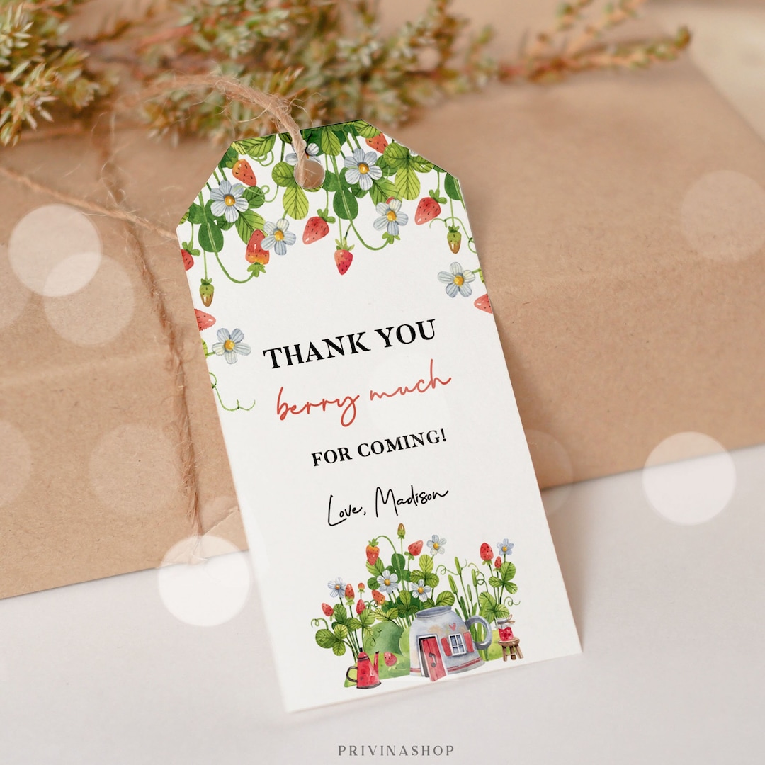Strawberry Birthday Thank You Favor Tags: Printable Berry Party ...