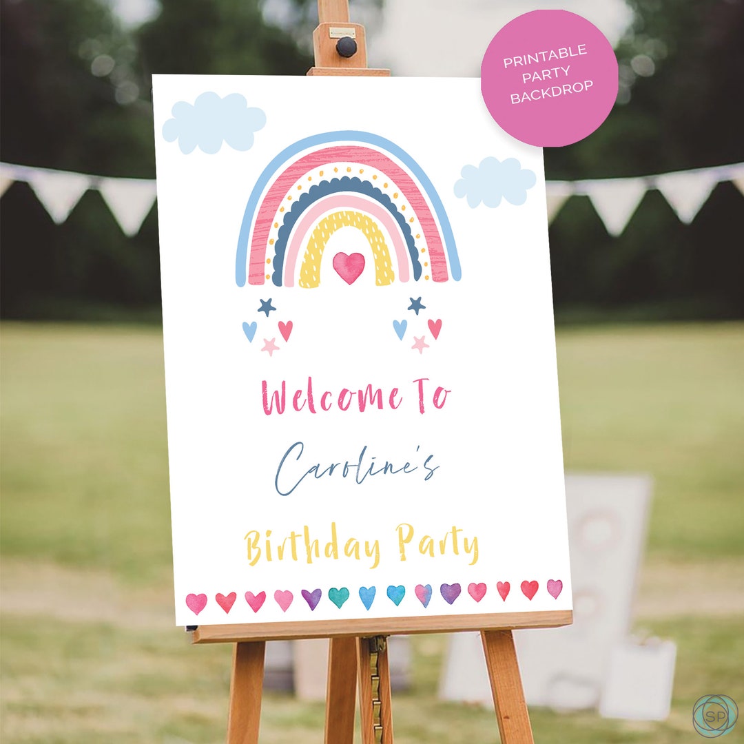 Rainbow Welcome Sign Birthday Welcome Sign Boho Rainbow - Etsy