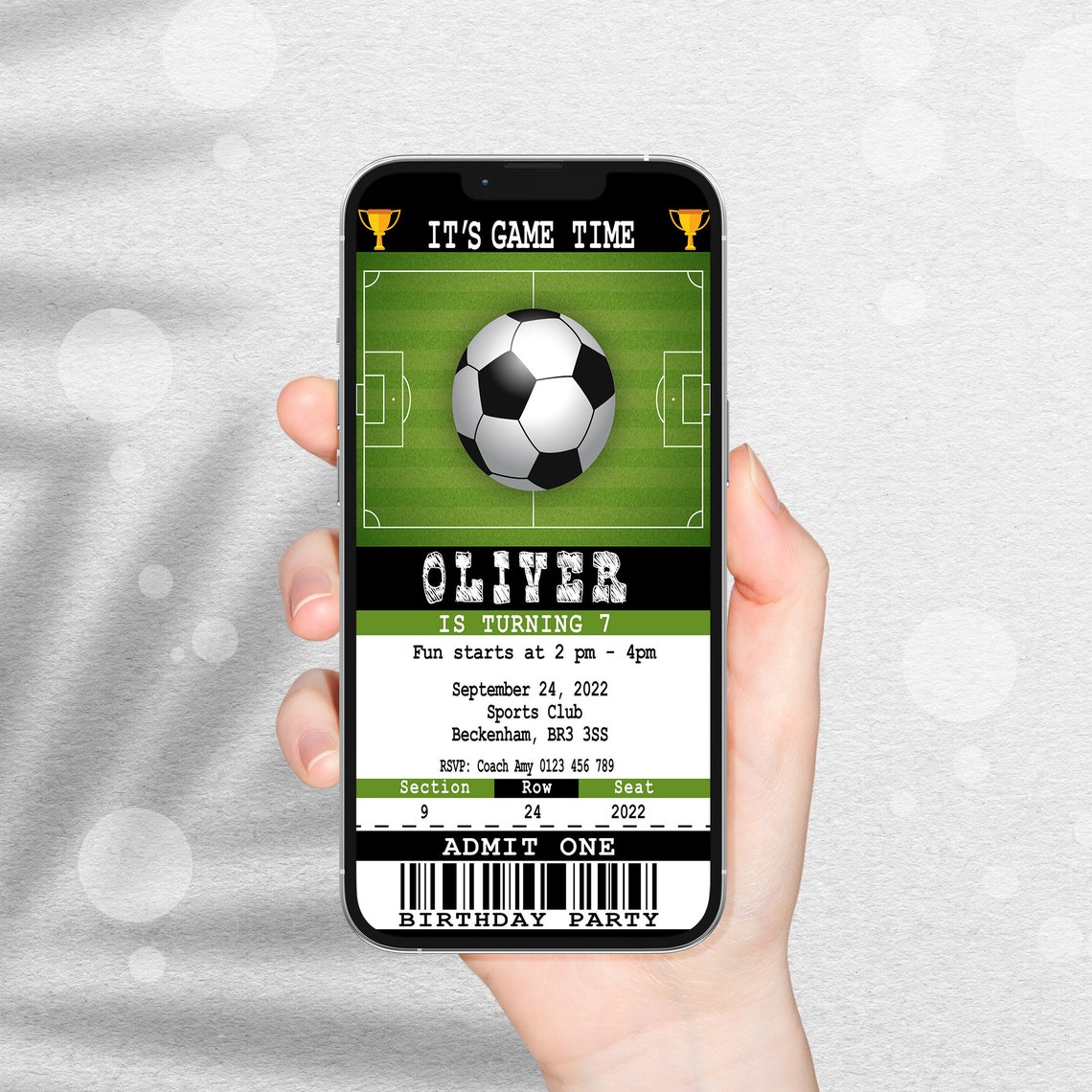 Soccer Ticket Invitation Football Birthday Party Evite Soccer - Etsy