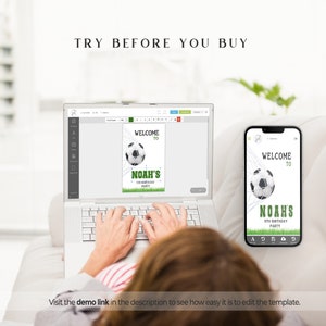 Soccer Birthday Welcome Sign Soccer Ball Party Welcome Poster Football ...