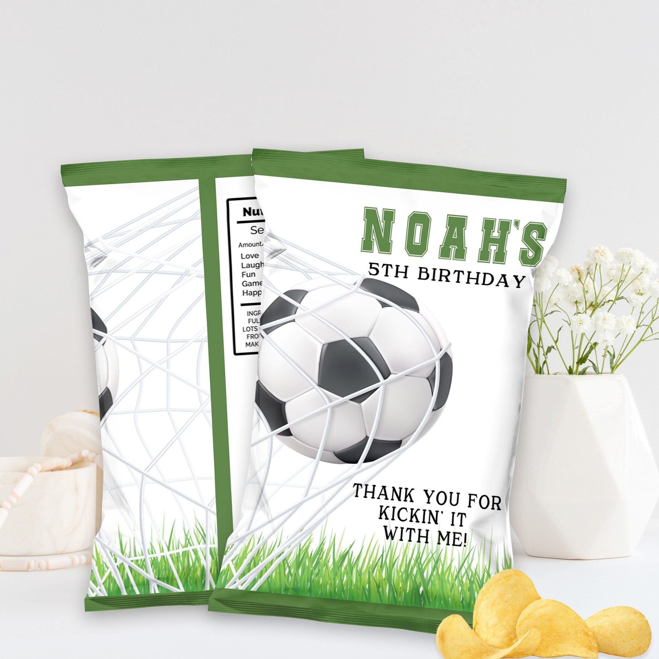 Soccer Custom Chip Bag Birthday Party Potato Chip Bag Football Favors ...