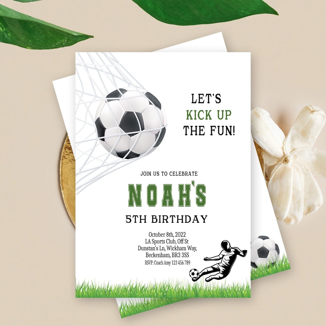 Soccer Birthday Invitation Kids Football Invitation Template Soccer ...