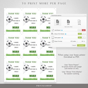 Soccer Gift Thank You Favor Labels Football Tags Soccer Birthday Thank ...