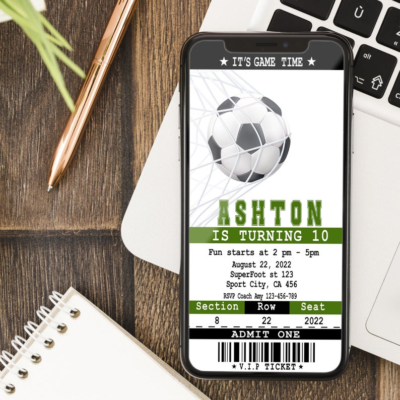 Football Invite Birthday Digital Sports Invitation Soccer Ball - Etsy