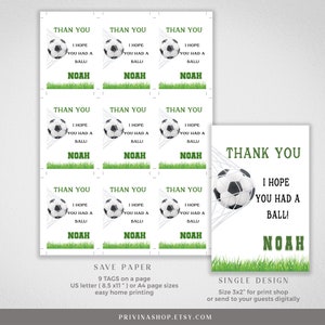 Soccer Gift Thank You Favor Labels Football Tags Soccer Birthday Thank ...