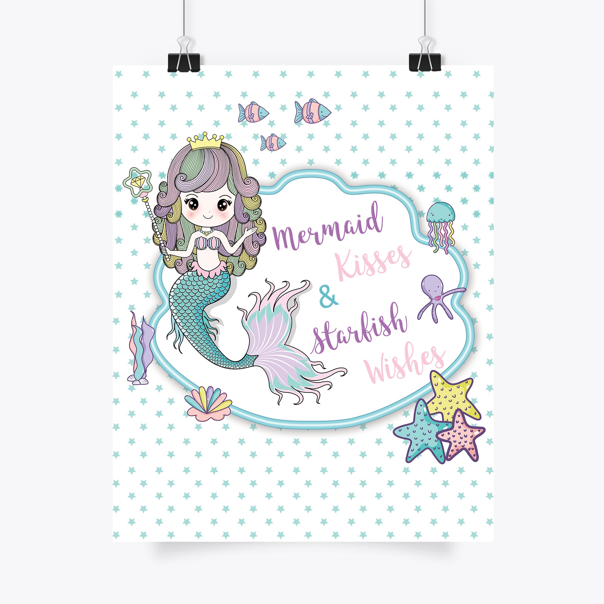 Mermaid Party Sign Birthday Sign Under the Sea Sign INSTANT - Etsy