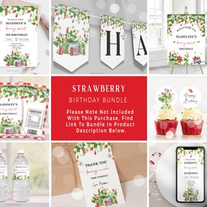 Strawberry Birthday Welcome Party Sign, Berry Sweet Fruit Printable ...
