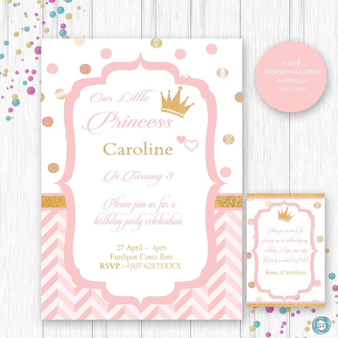 Card for Baby Girl Princess Theme, Party Invitation -BP60 - Etsy
