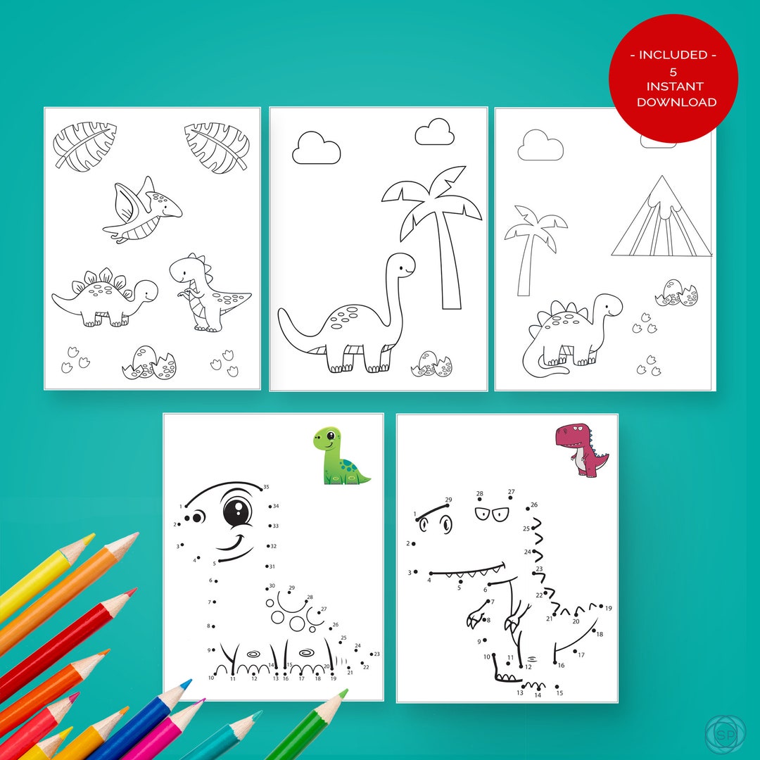 Dinosaur Coloring Pages: Kids Printable Activities (digital Download ...