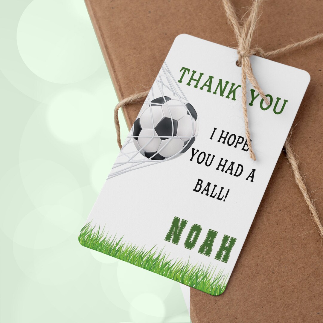 Soccer Gift Thank You Favor Labels Football Tags Soccer Birthday Thank ...