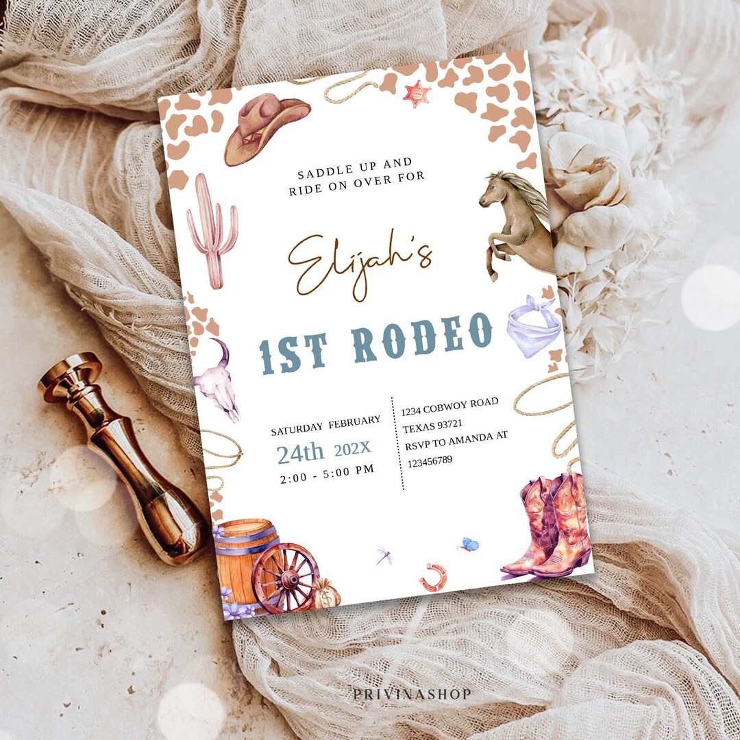 First Rodeo Birthday Invitation Cowboy Invite Boy Rodeo Wild - Etsy