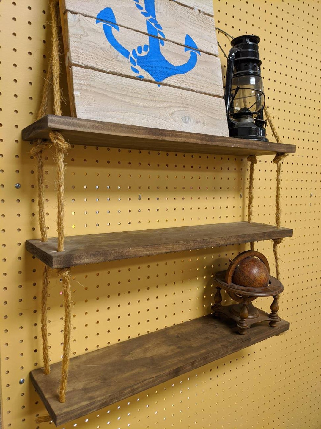 3-tiered Nautical Themed Rope Suspended Shelf - Etsy