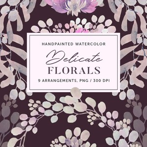 Pink Watercolor Floral Clipart Set Delicate Hand Painted Flowers ...