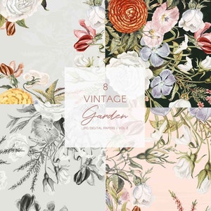 Vintage Floral Digital Paper Set, Cottagecore Wildflower/ Botanical ...