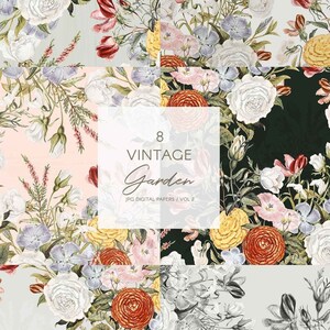Vintage Floral Digital Paper Set, Cottagecore Wildflower/ Botanical ...