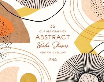 Abstract Boho Shapes Clip Art Simple Geometric Illustrations | Etsy
