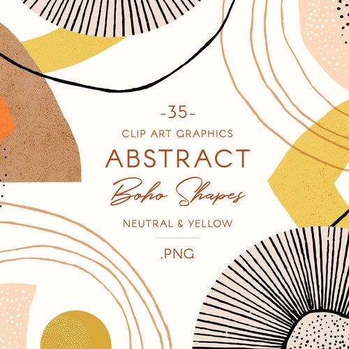 Abstract Boho Clip Art. Organic Abstract Collage Element - Etsy