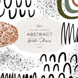 Abstract Boho Shapes Clip Art, Simple Geometric Illustrations, Colorful ...