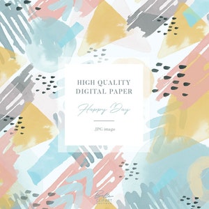 1 X Abstract Watercolor Shapes Digital Paper, Happy Day - Hand Painted ...