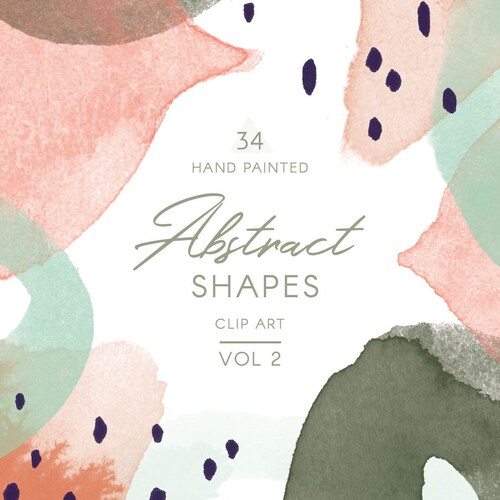 Abstract Watercolor Shapes VOL 1 30 Hand Painted Clipart - Etsy