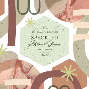 Neutral Abstract Shapes Clip Art, Textured Geometric Illustrations ...