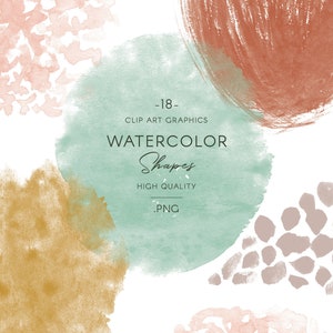 Abstract Watercolor Shapes Clip Art, Colorful Collage Clipart, Simple ...