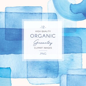 Blue Geometry Watercolor Shapes Clip Art, Abstract Organic Graphics - Etsy