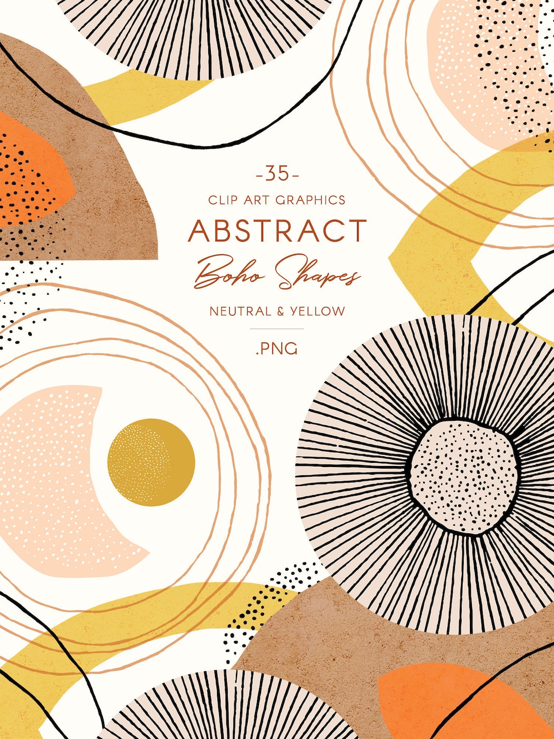 Abstract Boho Shapes Clip Art Modern Neutral Collage - Etsy