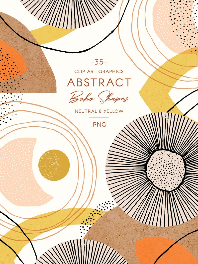 Abstract Boho Shapes Clip Art Modern Neutral Collage | Etsy