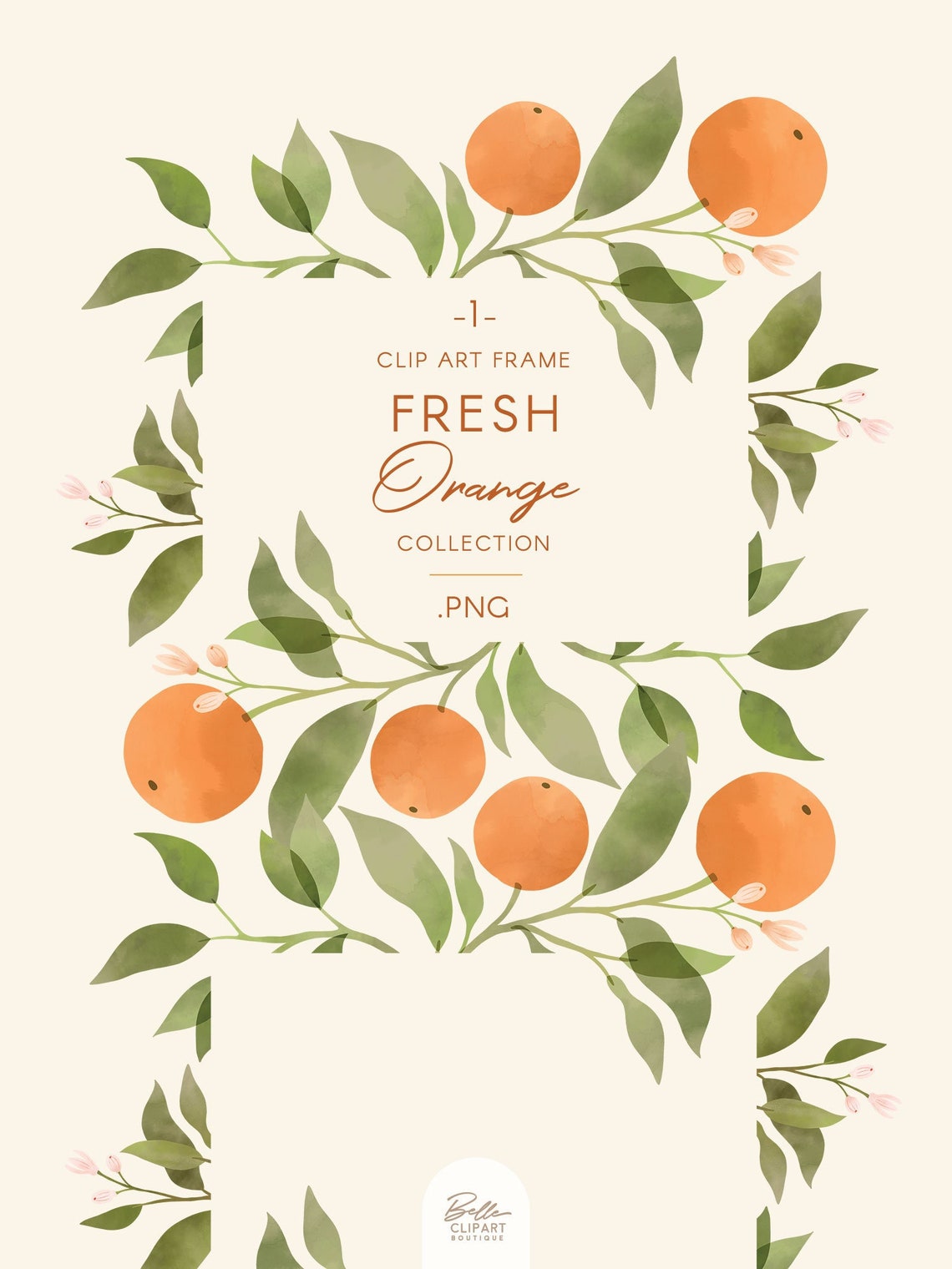 Watercolor Orange Fruits Frame Clip Art: Hand Painted Fruit ...