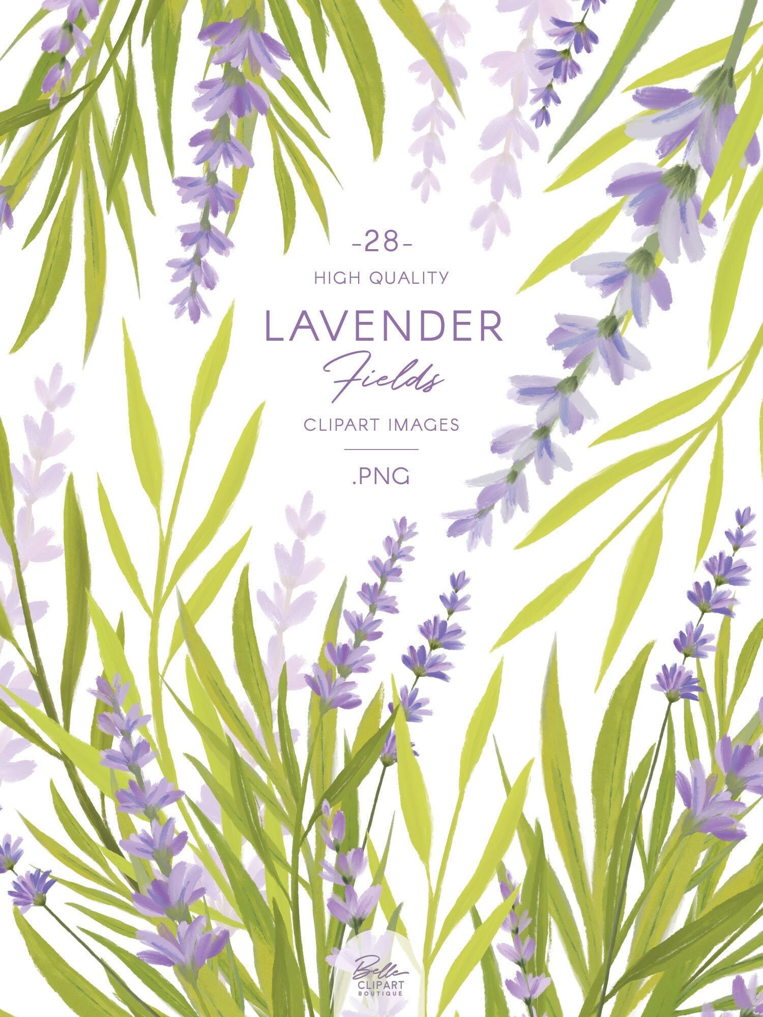 Lilac Lavender Flowers & Wreaths Clip Art, Hand Painted Gouache Florals ...