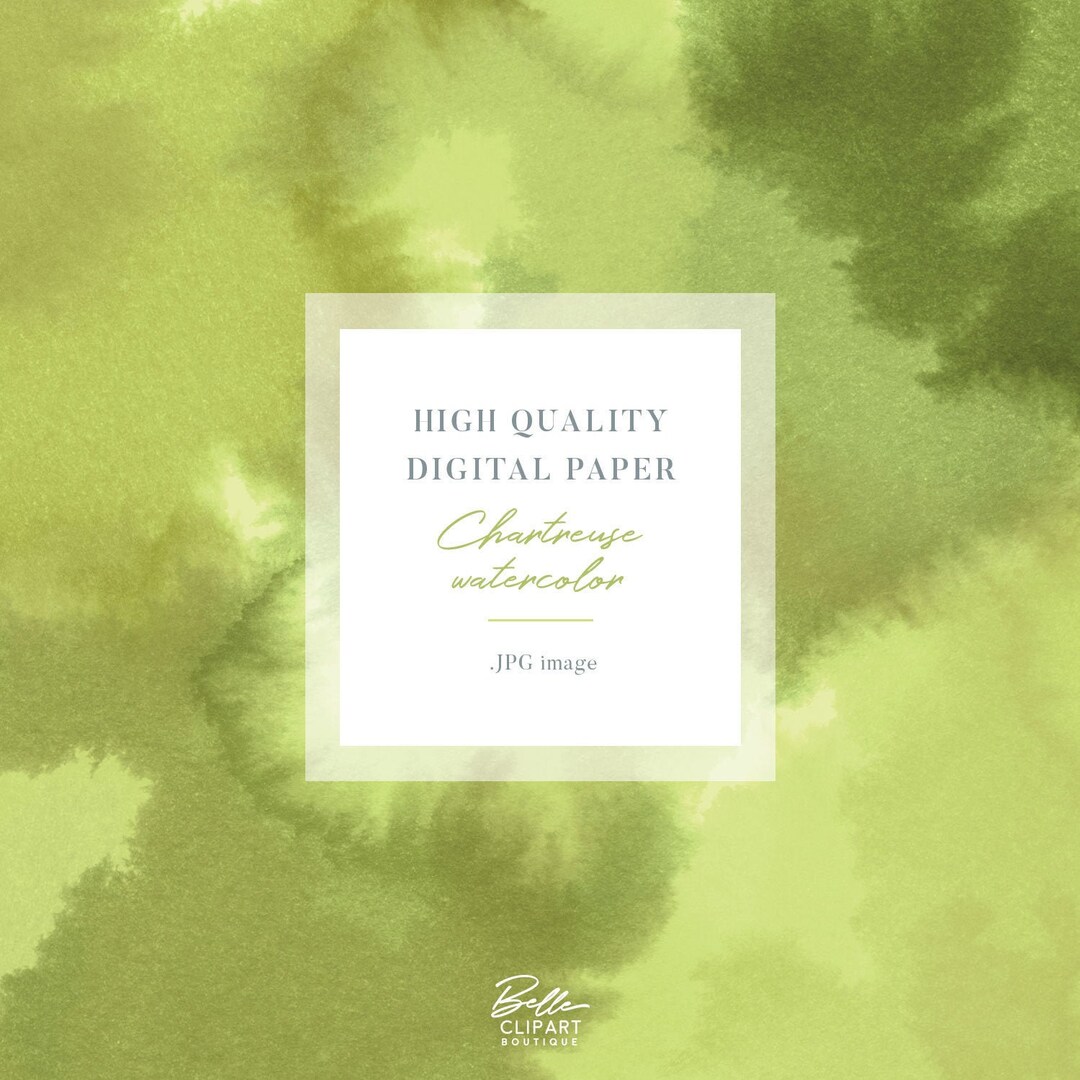 Chartreuse Watercolor Digital Paper, Green Abstract Background - Etsy