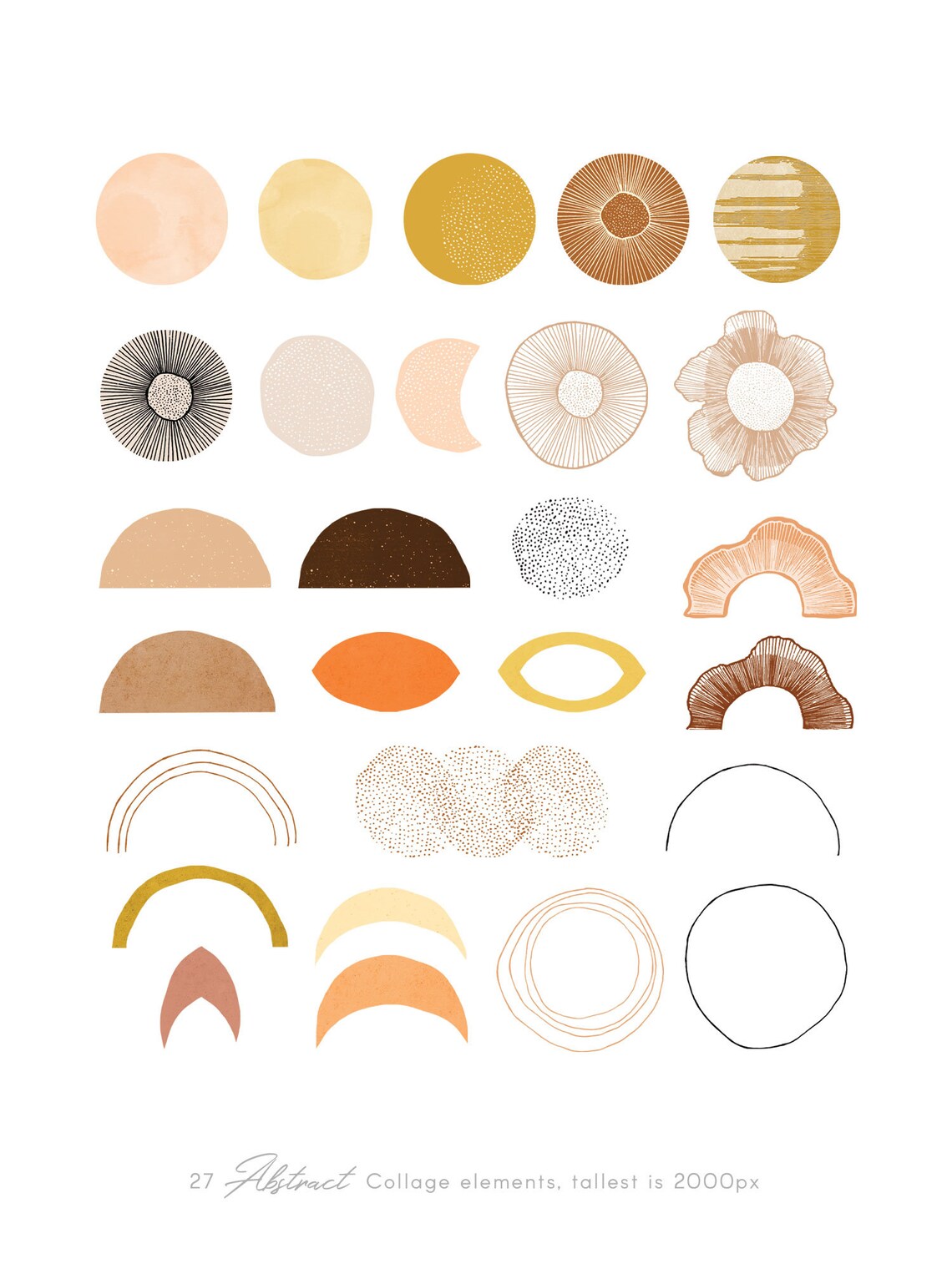 Abstract Boho Shapes Clip Art, Modern Neutral Collage Graphics, Simple ...