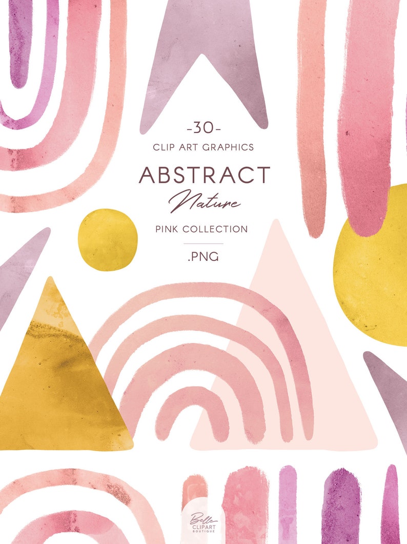 Abstract Watercolor Nature Shapes Clip Art 30 Hand Painted - Etsy