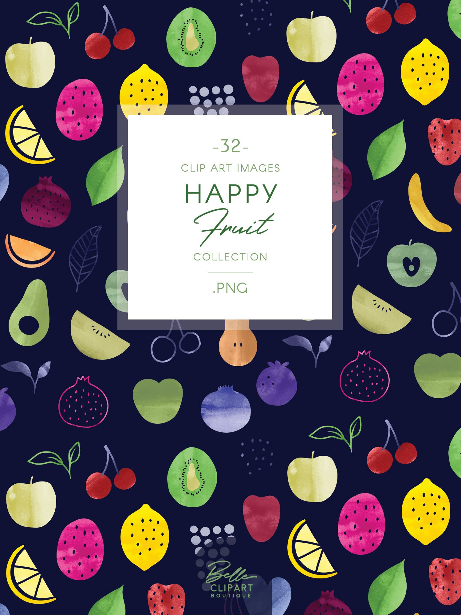 Watercolor Fruits Clip Art Fruit Illustrations by Belle | Etsy