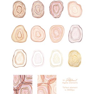 Agate Clip Art, Abstract Pink & Orange Line Art Shapes, 2 Digital ...