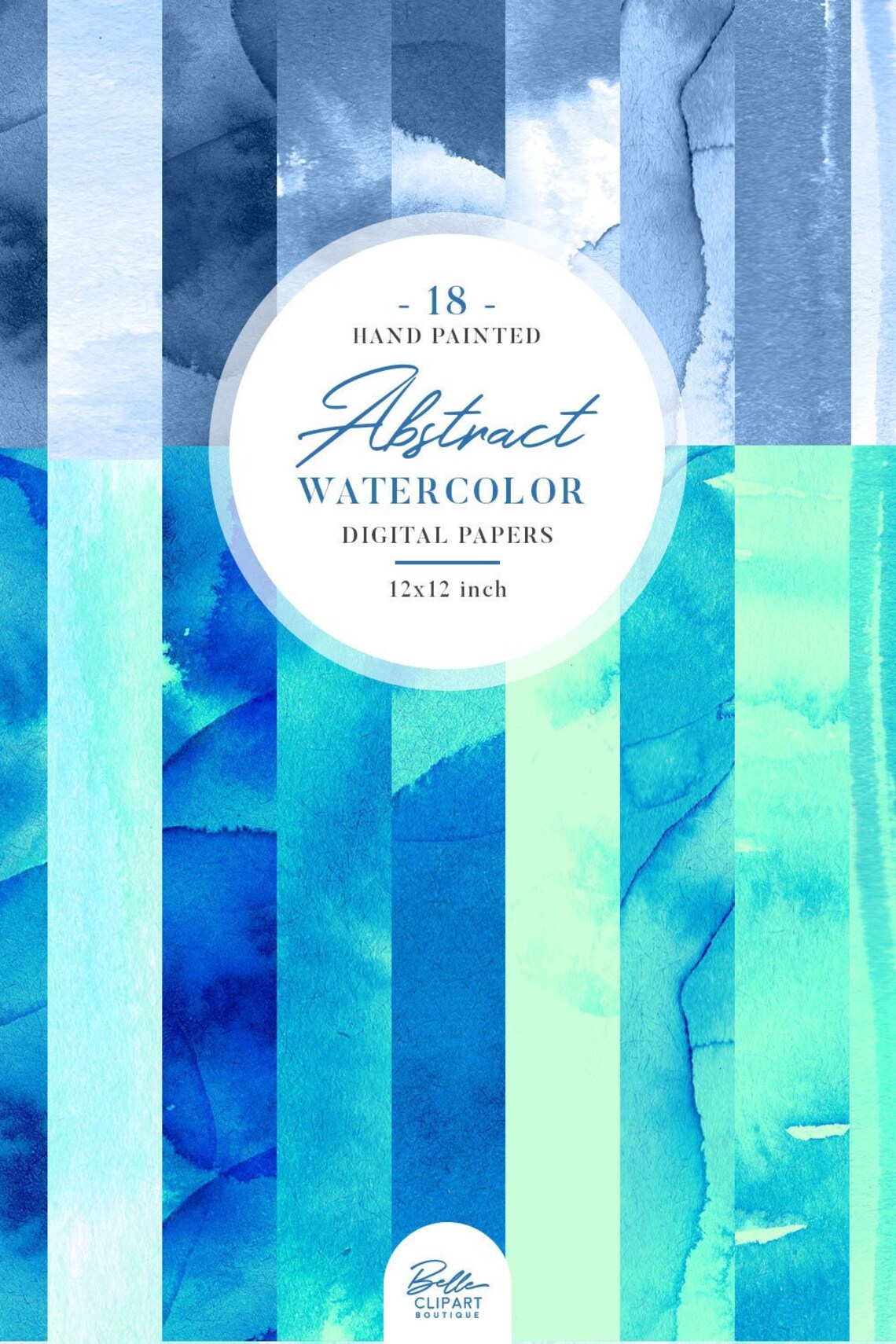 Blue Abstract Watercolor Digital Paper Clip Art Backgrounds - Etsy