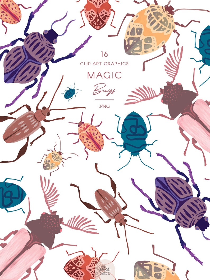 Bugs Clip Art, Insect Illustrations, Colorful Graphics - Etsy