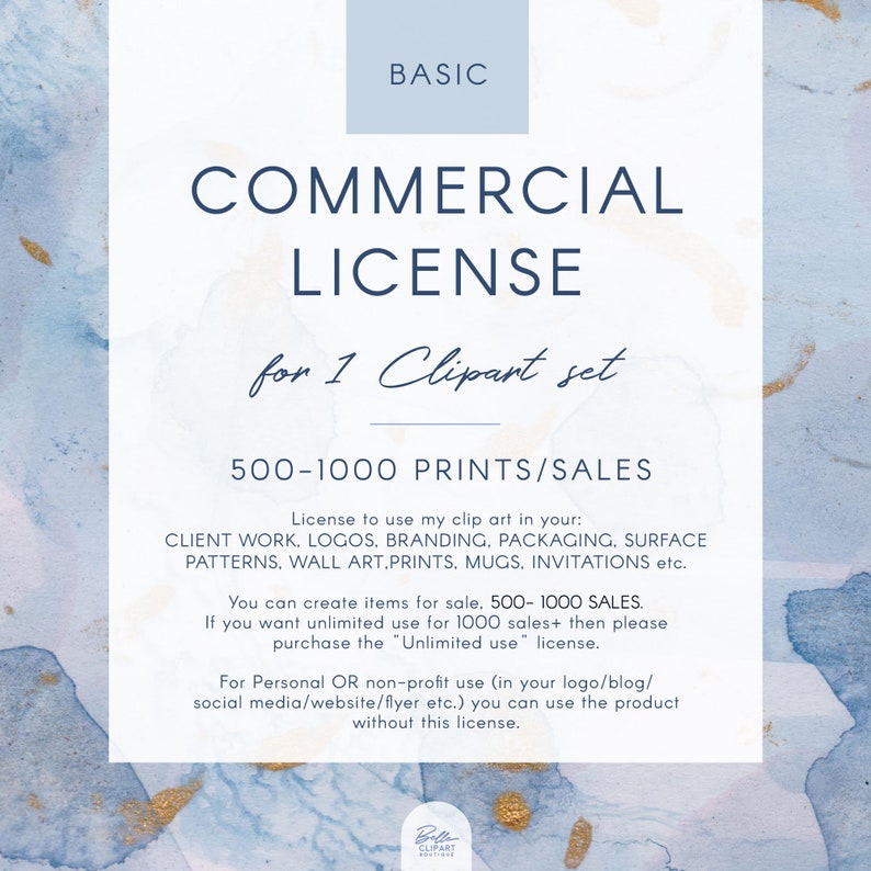 BASIC Commercial License Add-on, 500- 1000 Prints /sales - This License ...