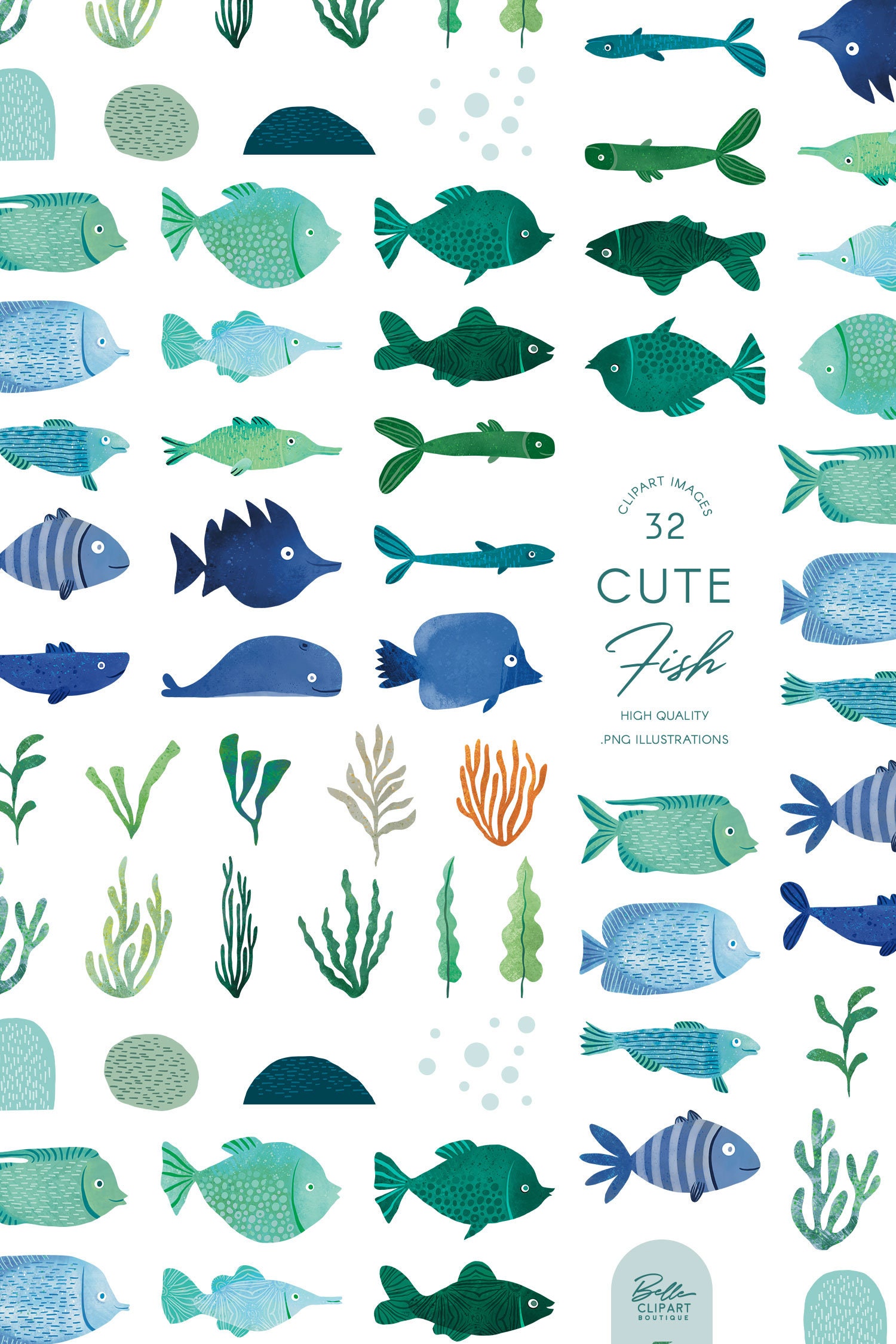 Blue And Green Fish Clip Art