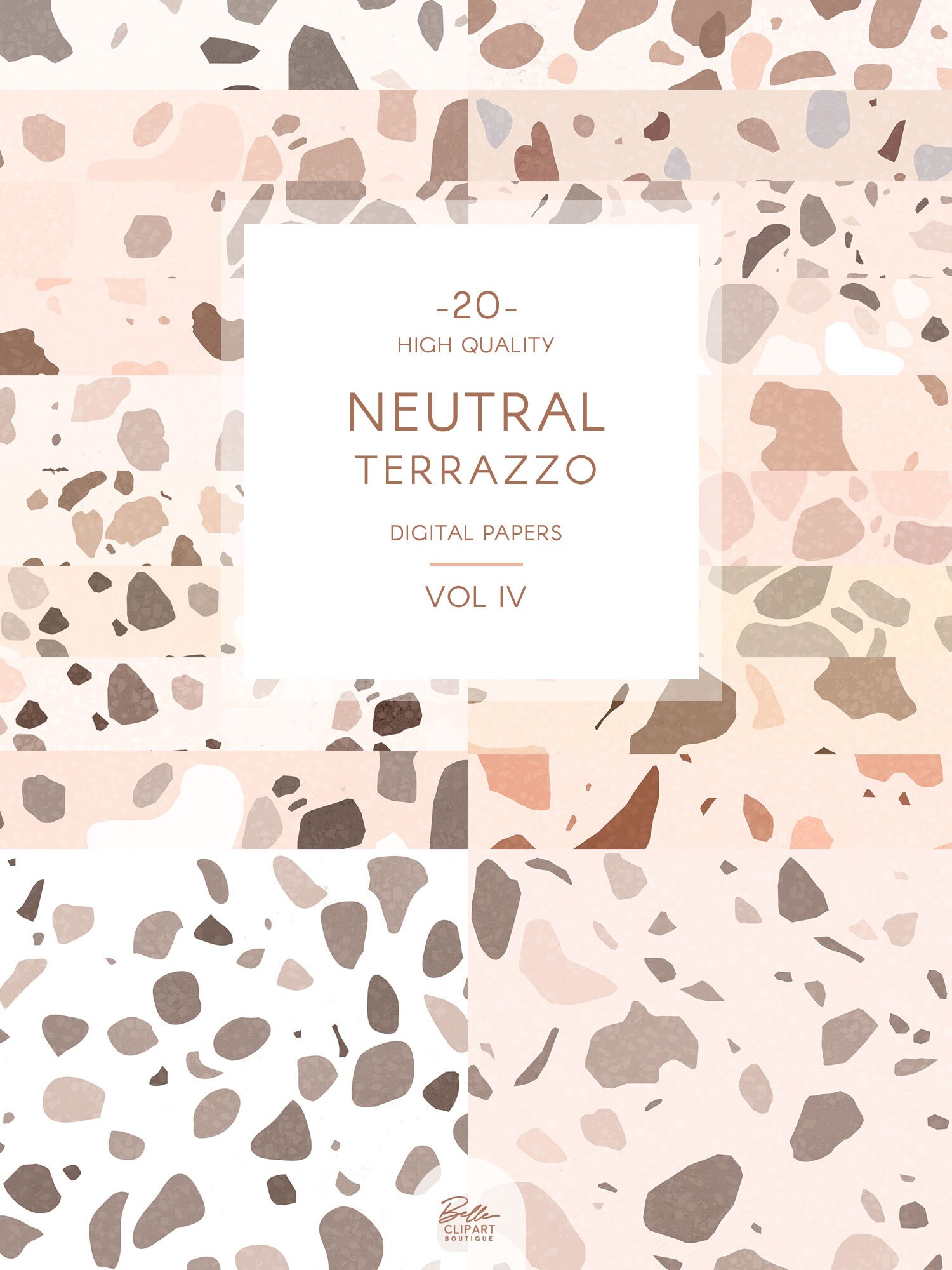 Neutral Terrazzo Marble Abstract Digital Paper Set, Terrazzo Backdrops ...