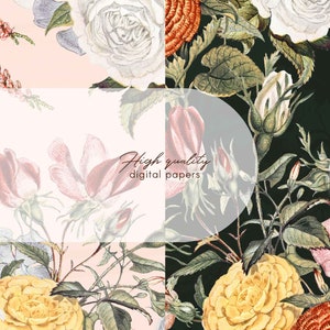 Vintage Floral Digital Paper Set, Cottagecore Wildflower/ Botanical ...