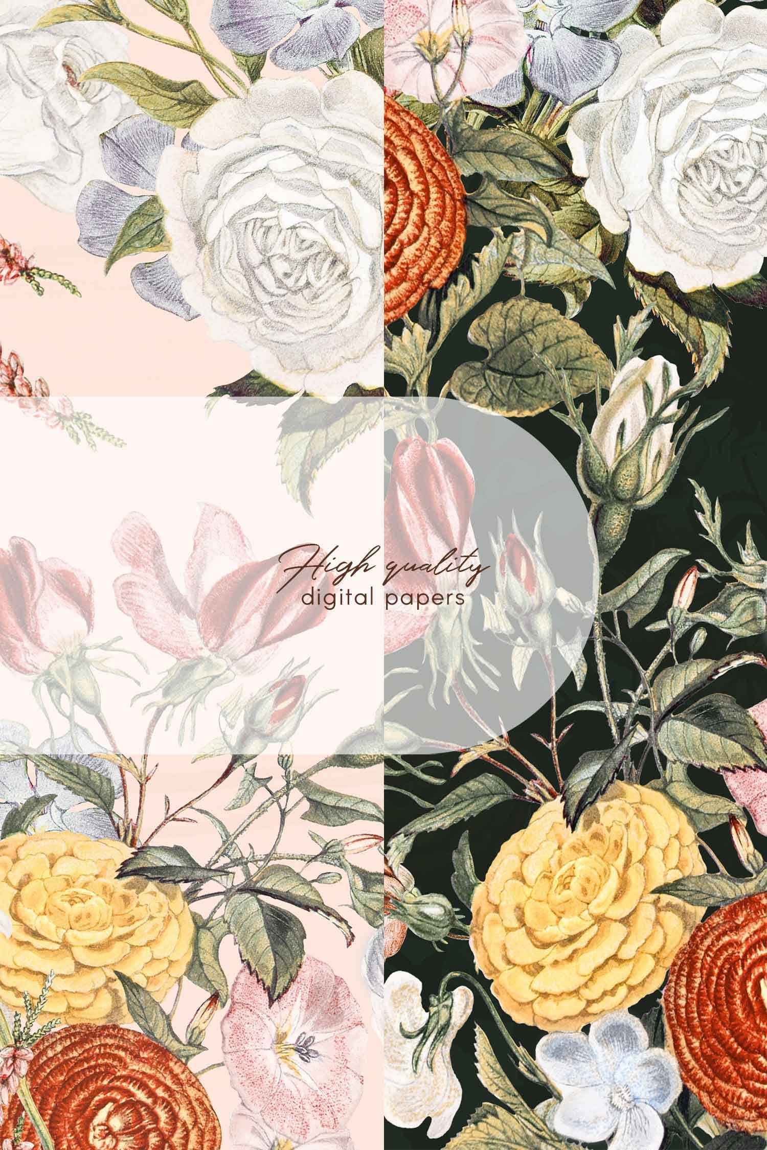 Vintage Floral Digital Paper Set, Cottagecore Wildflower/ Botanical ...