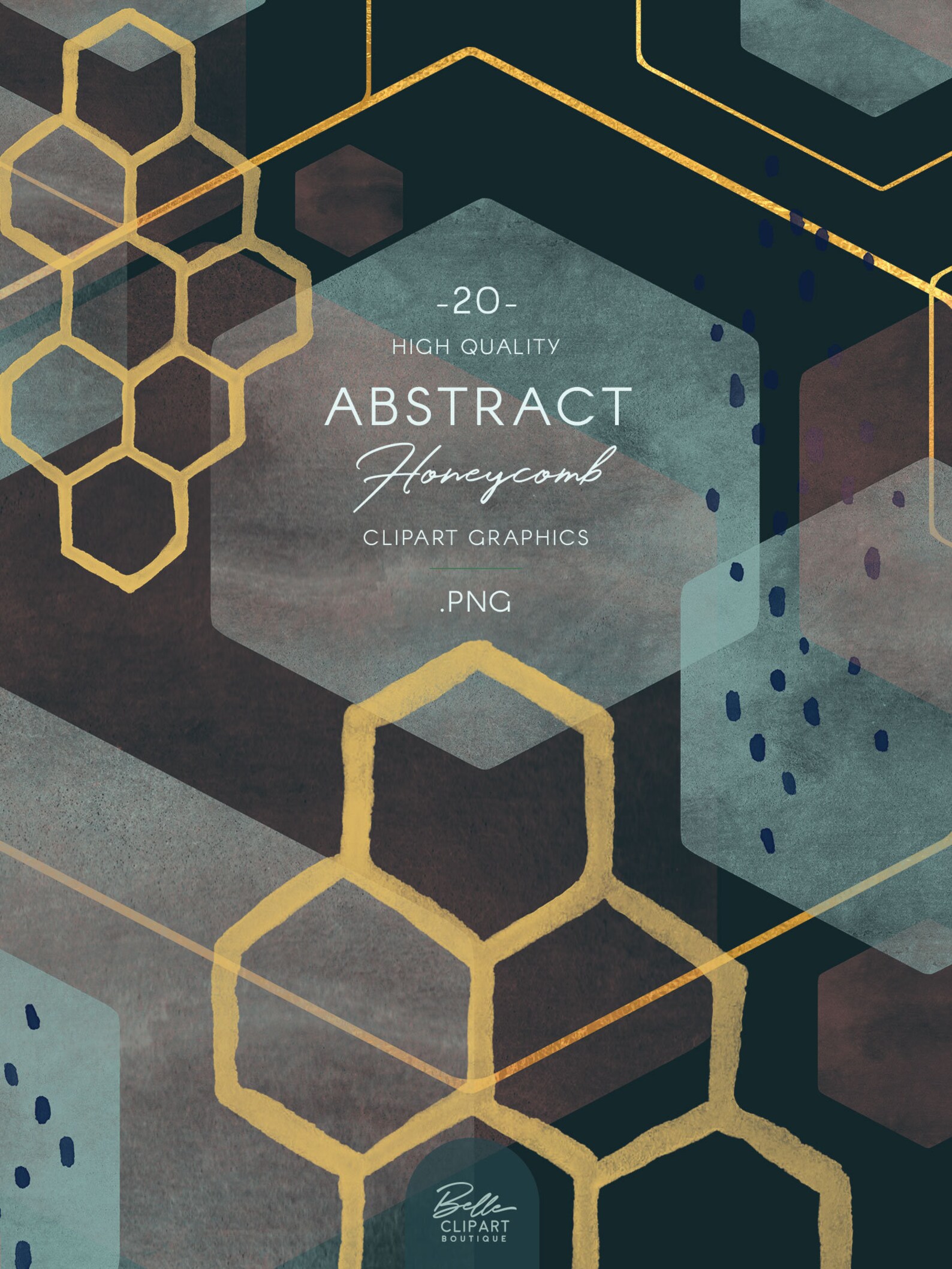 Abstract Honeycomb Clip Art Watercolor Shapes Transparent & - Etsy