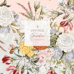 Vintage Floral Digital Paper Set, Cottagecore Wildflower/ Botanical ...
