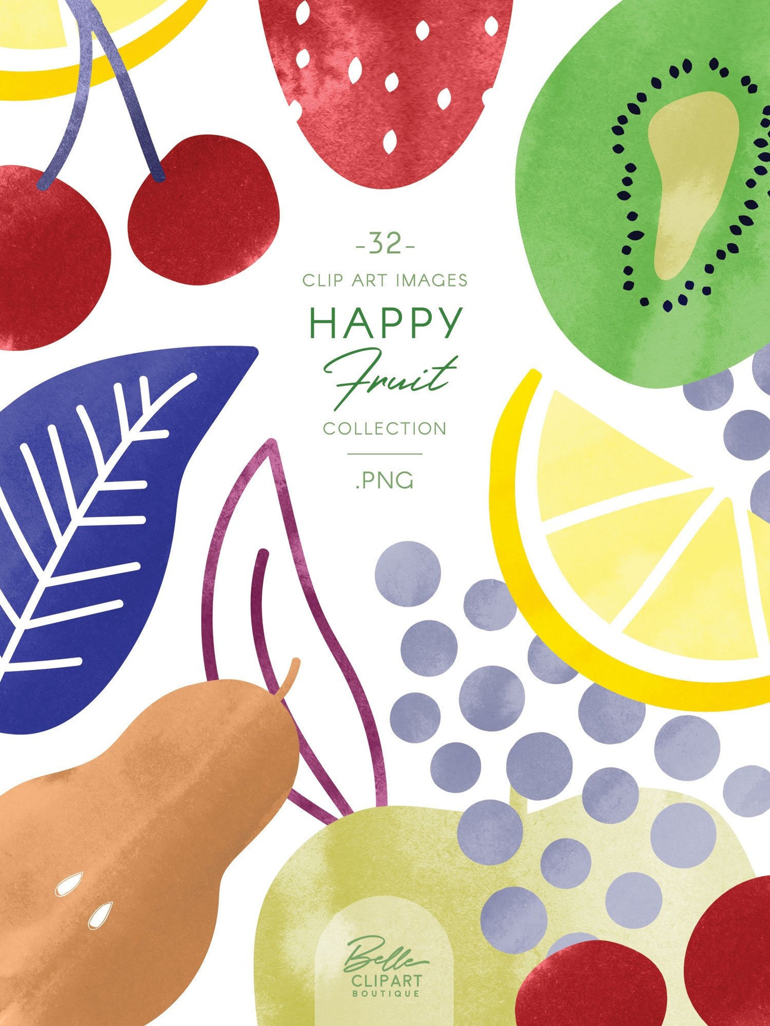 Watercolor Fruits Clip Art Fruit Illustrations by Belle | Etsy