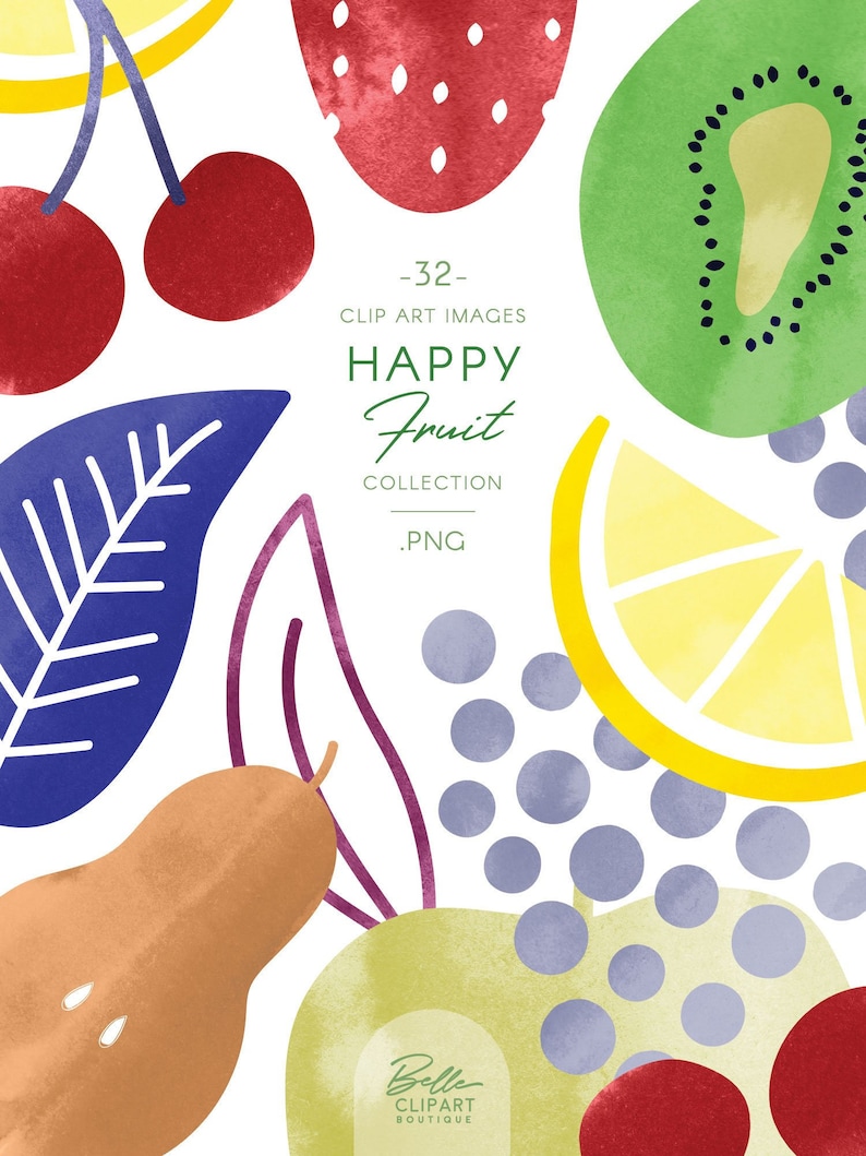 Watercolor Fruits Clip Art Fruit Illustrations by Belle - Etsy UK