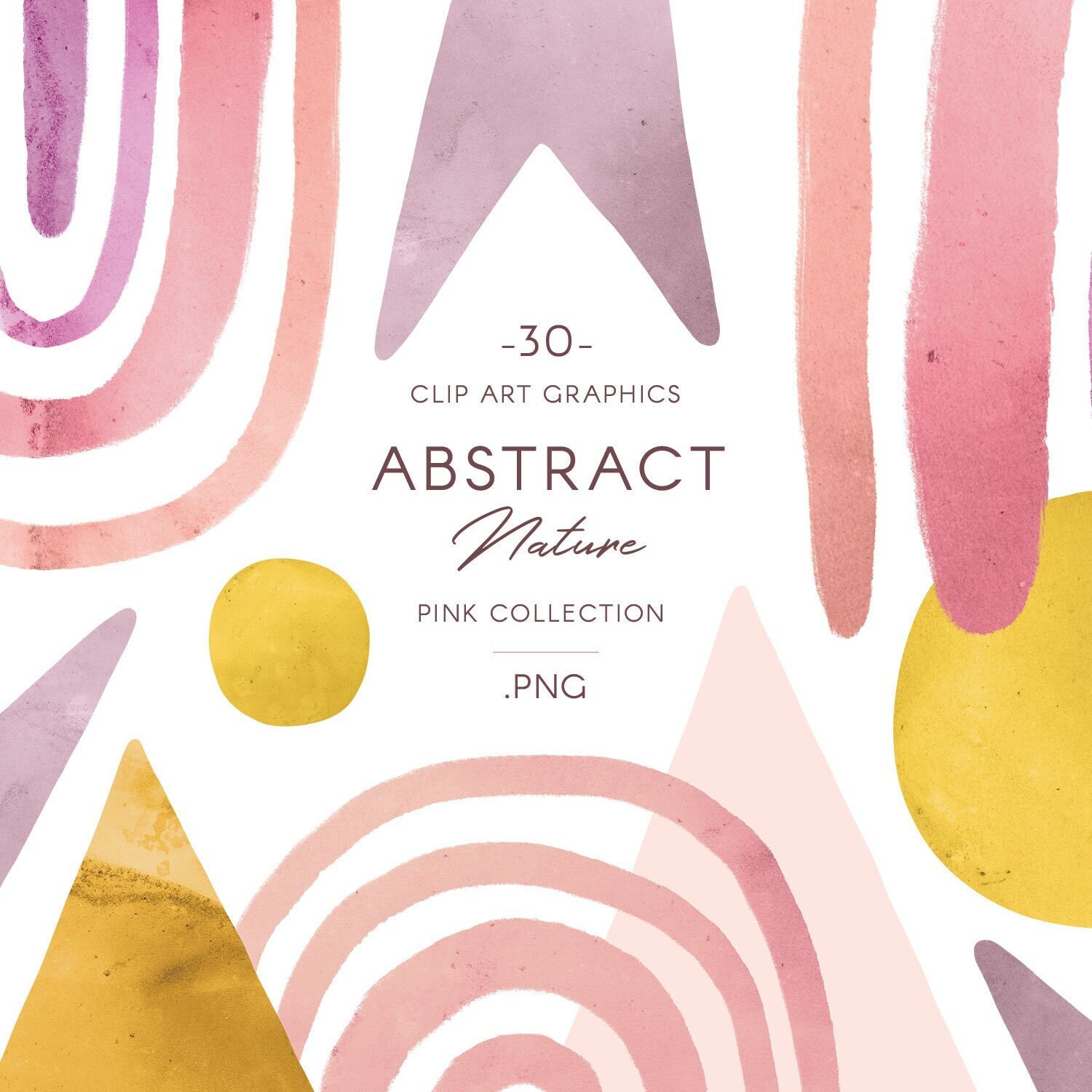 Abstract Watercolor Nature Shapes Clip Art, 30 Hand Painted Elements - Etsy