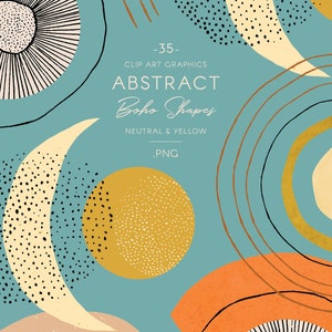 Abstract Boho Shapes Clip Art, Modern Neutral Collage Graphics, Simple ...